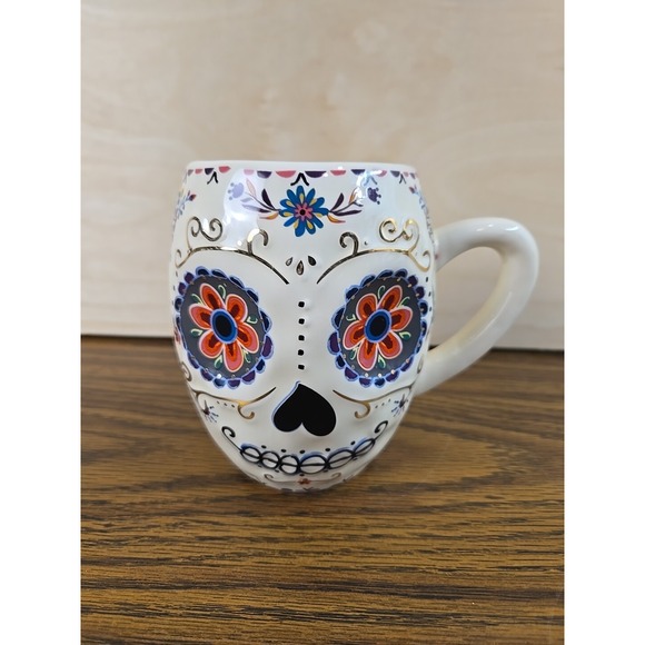 NATURAL LIFE | Dining | Natural Life Mug Sugar Skull Mug Blue Red Gold ...